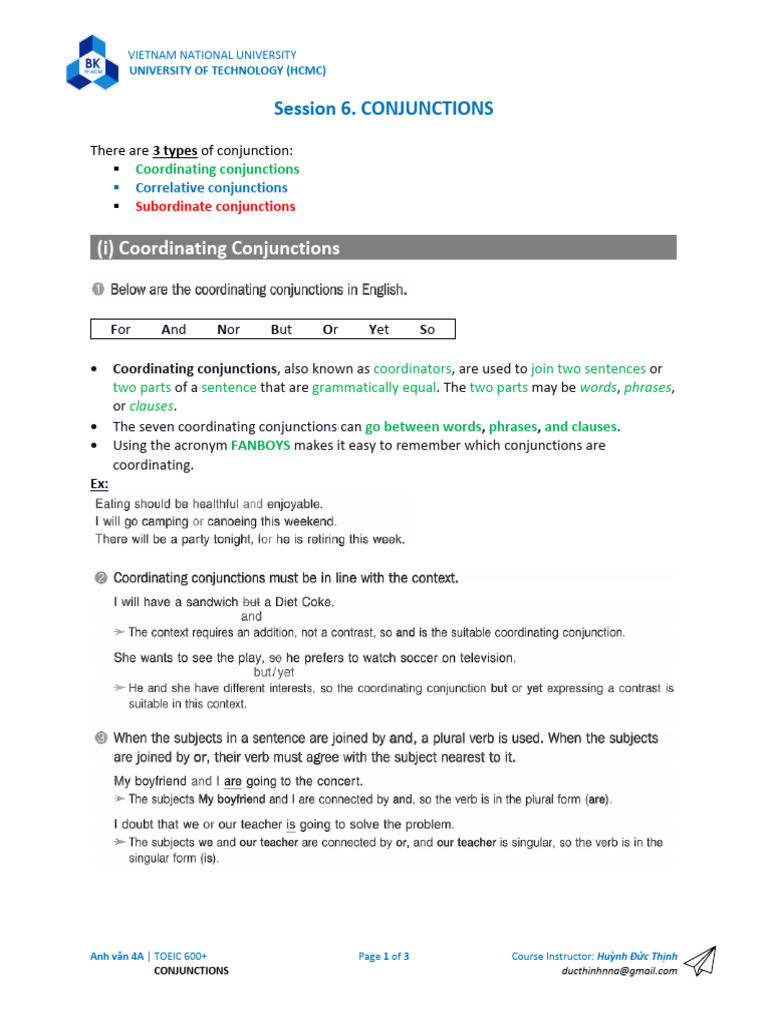 AV4A-Session 6. CONJUNCTIONS (Theory) | PDF