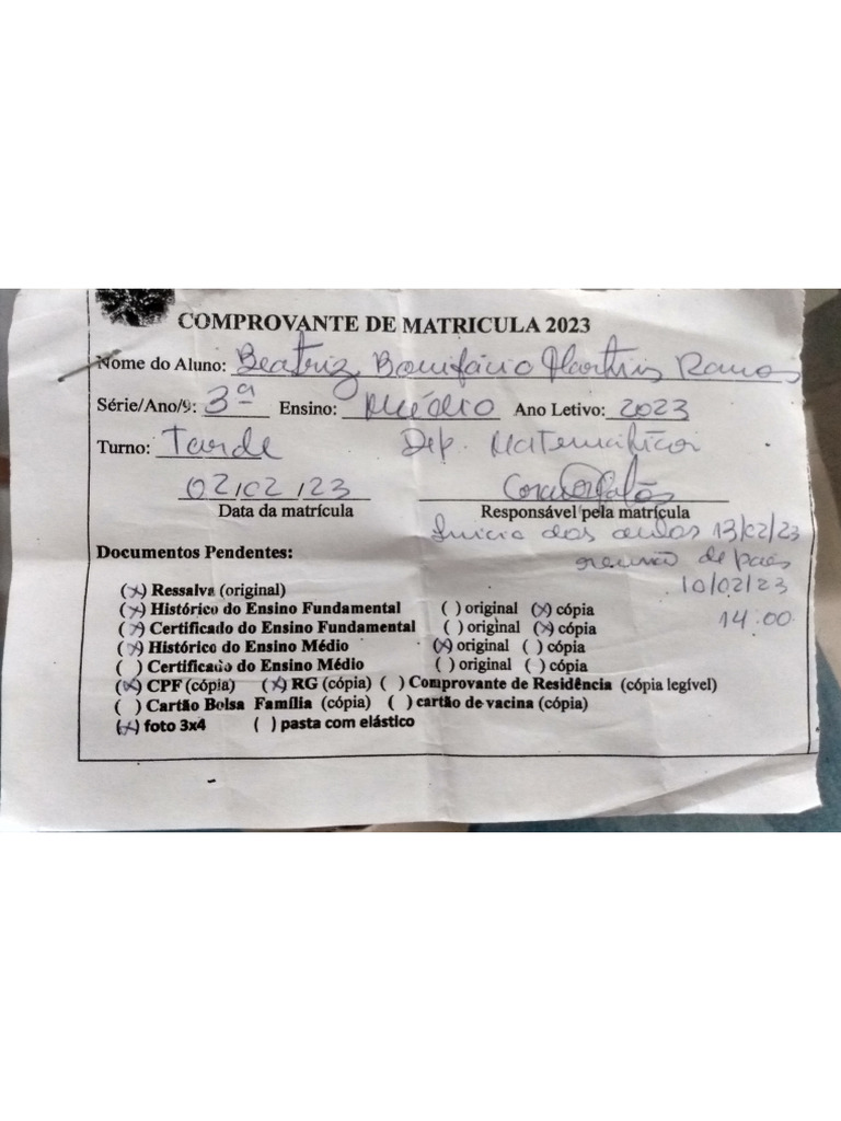 comprovante de matrícula | PDF