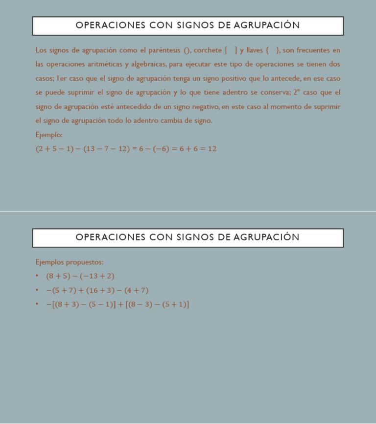 Operaciones Con Signos de Agrupacion | PDF