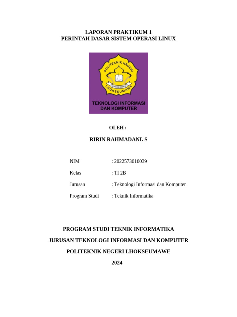 Laporan Praktikum1 Perintah Dasar Sistem Operasi Linux | PDF