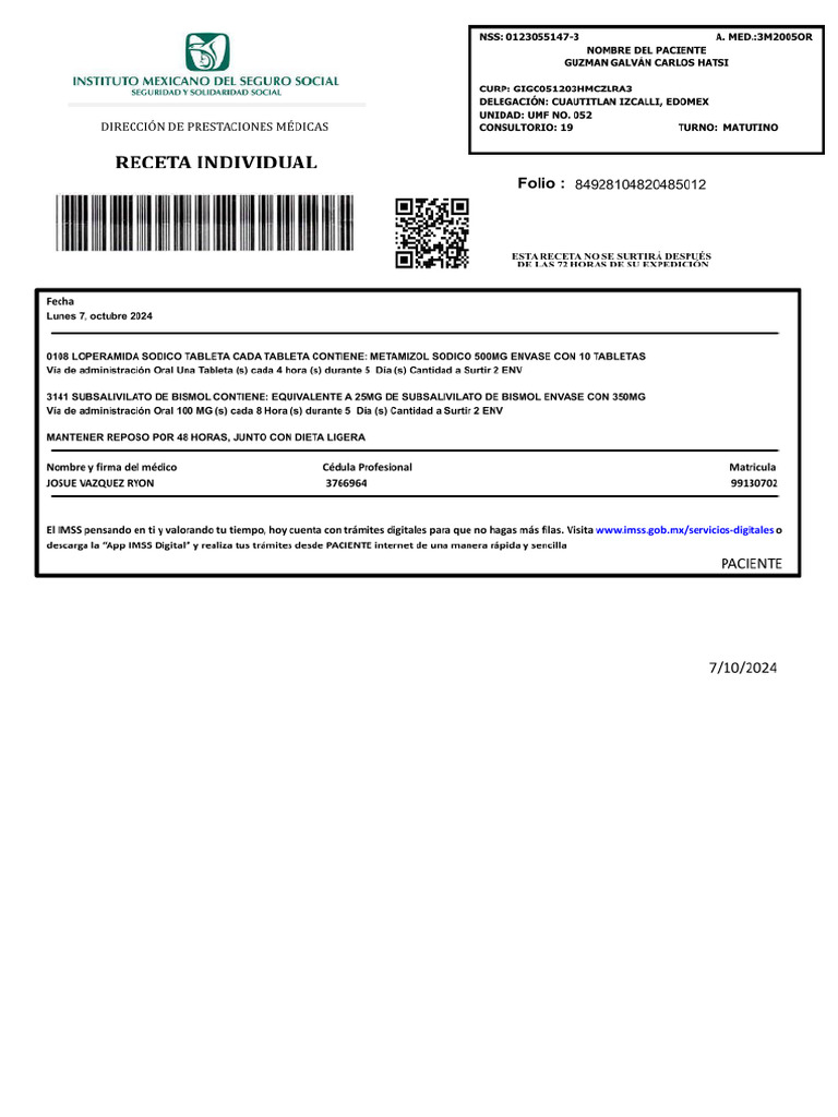 Receta IMSS Editable | PDF
