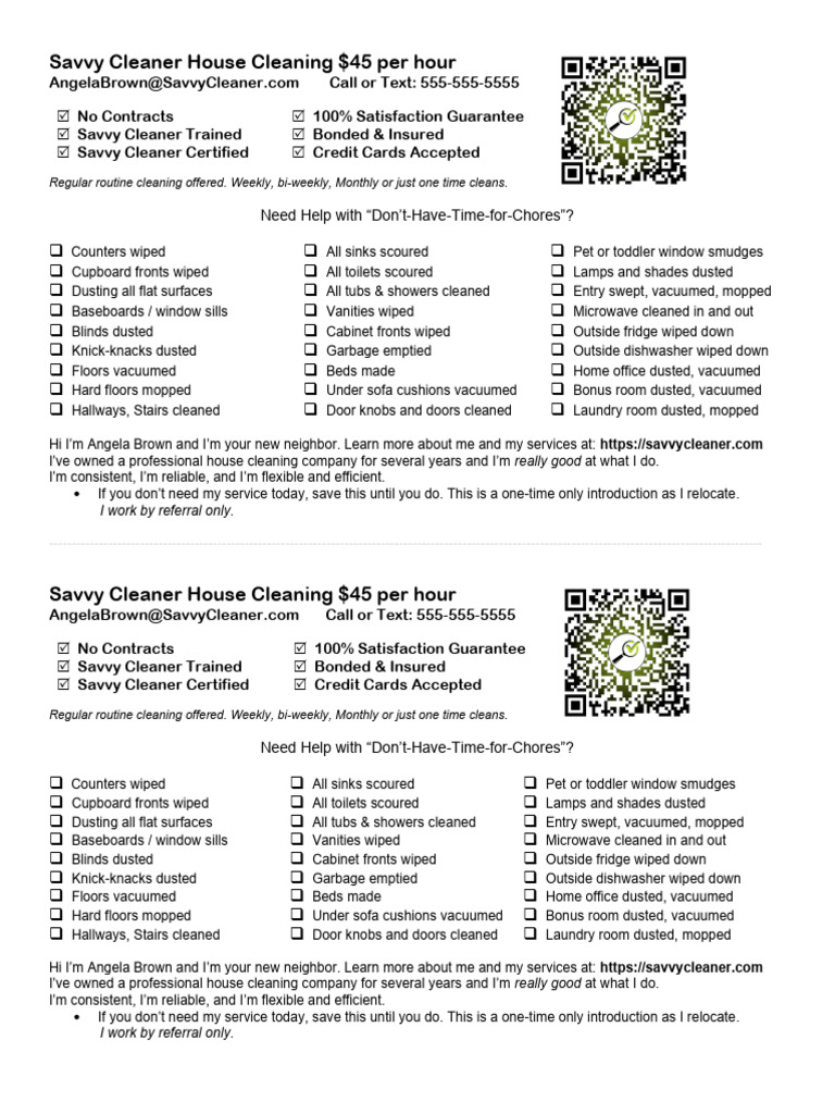 Angela-Brown-Savvy-Cleaner-Flyers-2022 | PDF