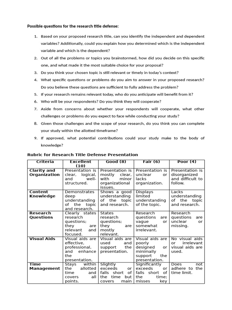 Questions For Title Defense | PDF