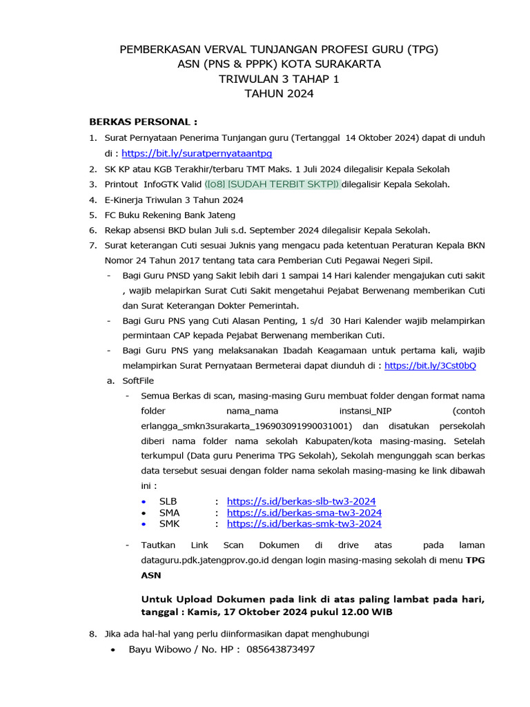 Pemberkasan Personal TW 3 THP 1 | PDF