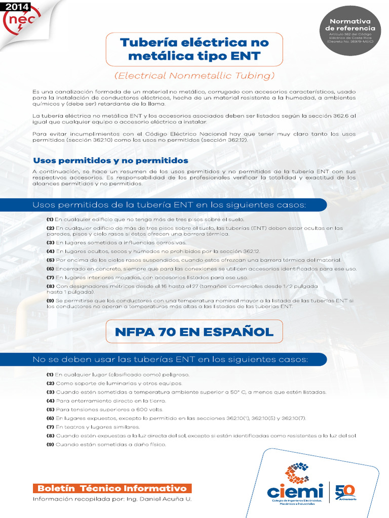 Boletin Tecnico Informativo Tubería ENT | PDF