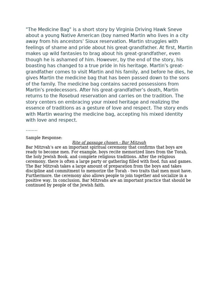 Summary of The Medicine Bag | PDF