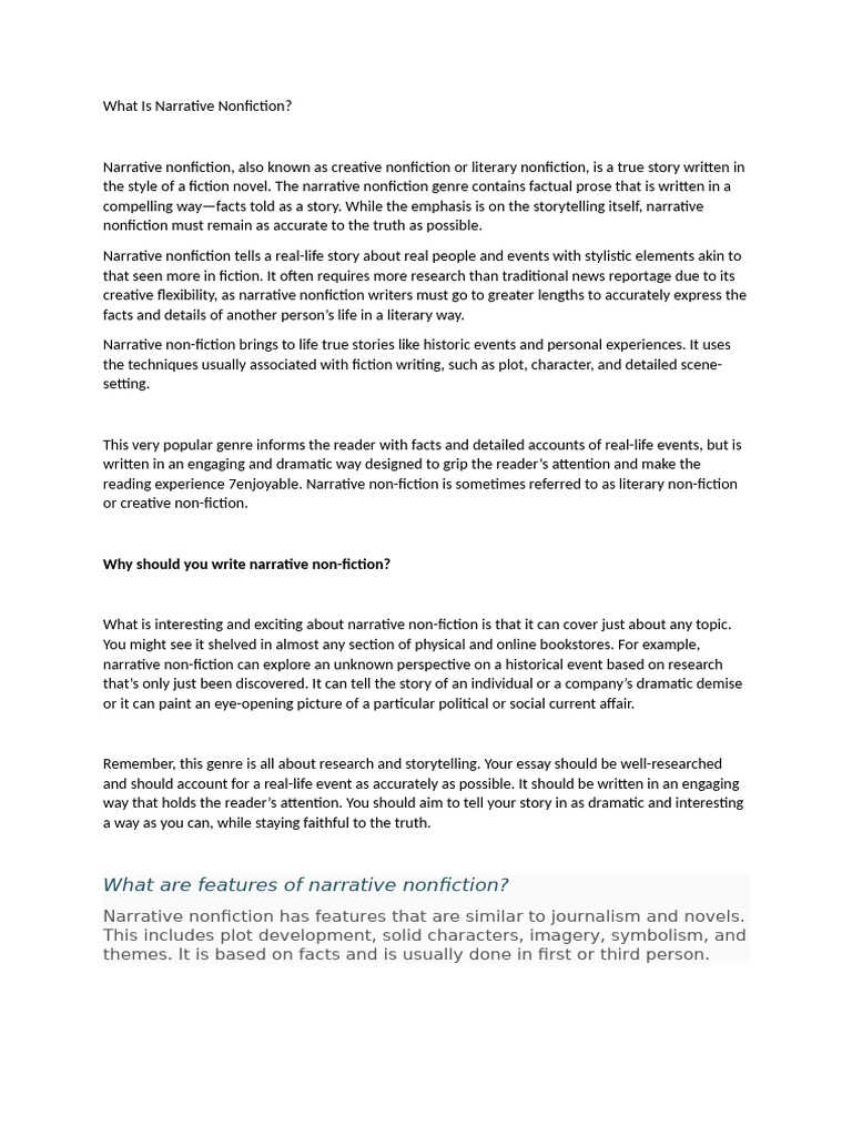 Non Fiction Narrative | PDF