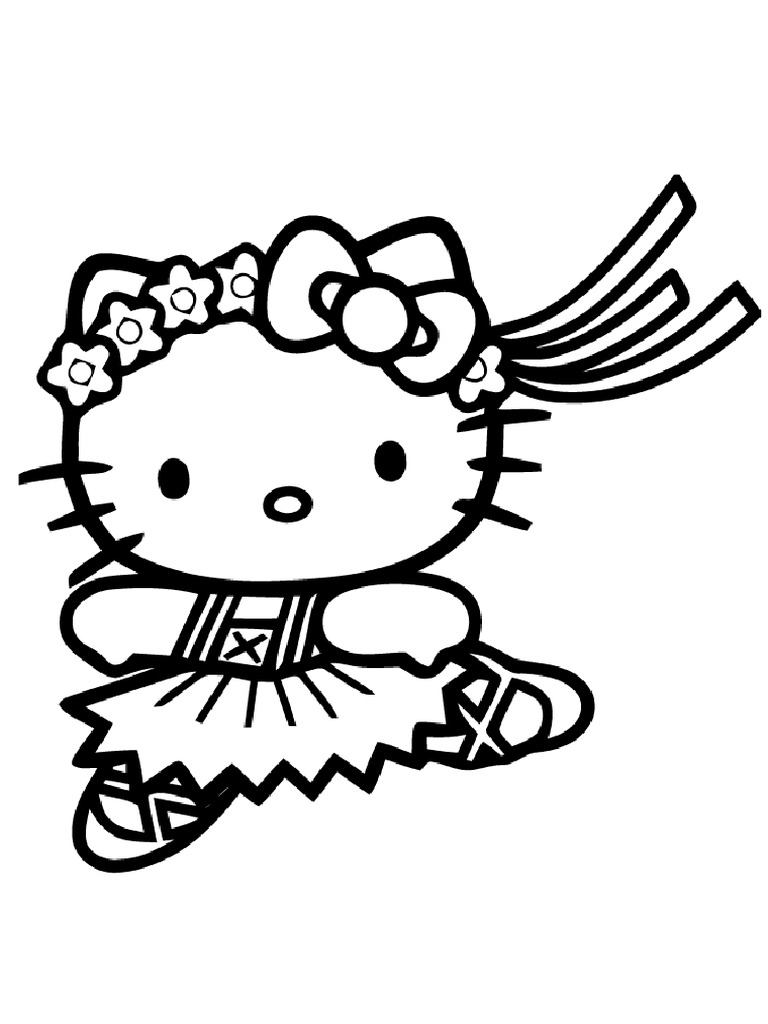 Cute Hello Kitty Ballet Coloring Page | PDF