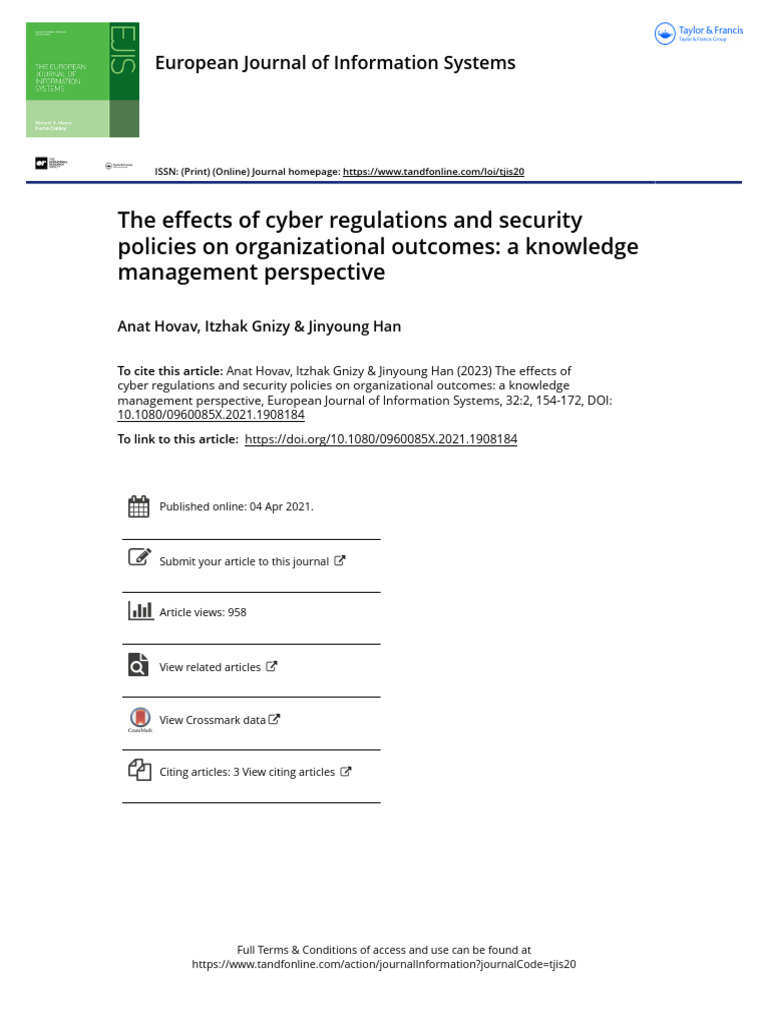 The Effects of Cyber Regulations and Security Policies On ...
