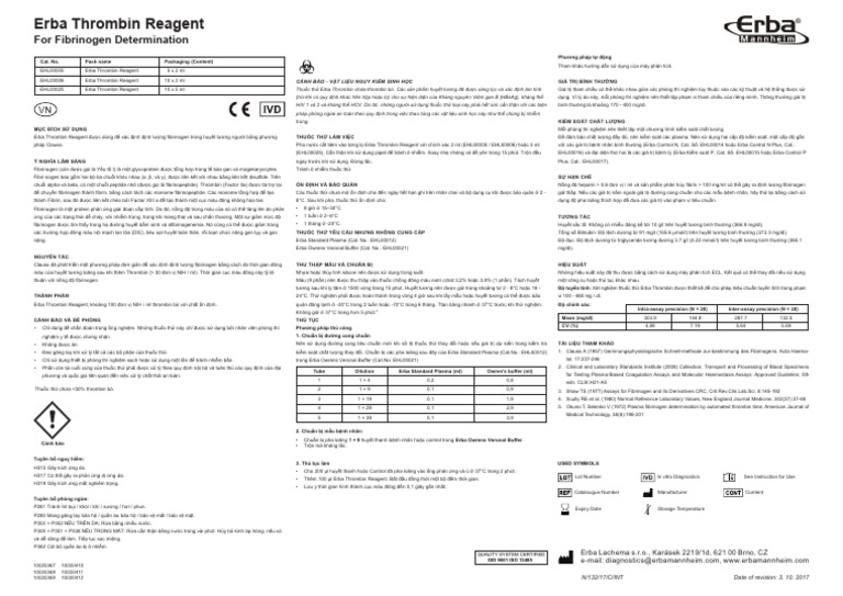 Erba Thrombin Reagent (FIB) - TV | PDF