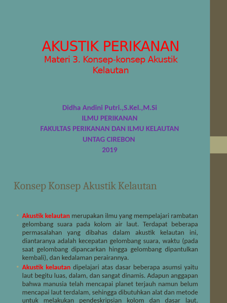 Akustik Perikanan Dan Kelautan 3 | PDF