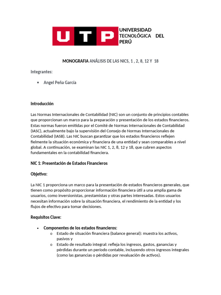 MONOGRAFIA ANÁLISIS DE LAS NICS | PDF