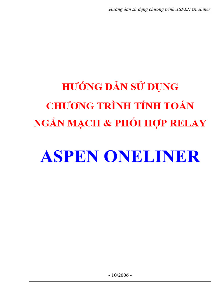 Aspen Oneliner: H NGD NS D NG CH NG Trình Tính Toán NG NM CH & PH IH P Relay | PDF
