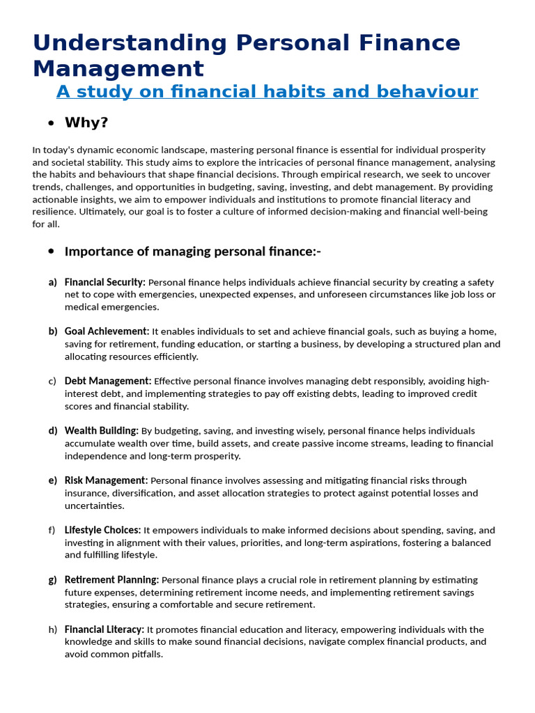 Understanding Personal Finance Management | PDF