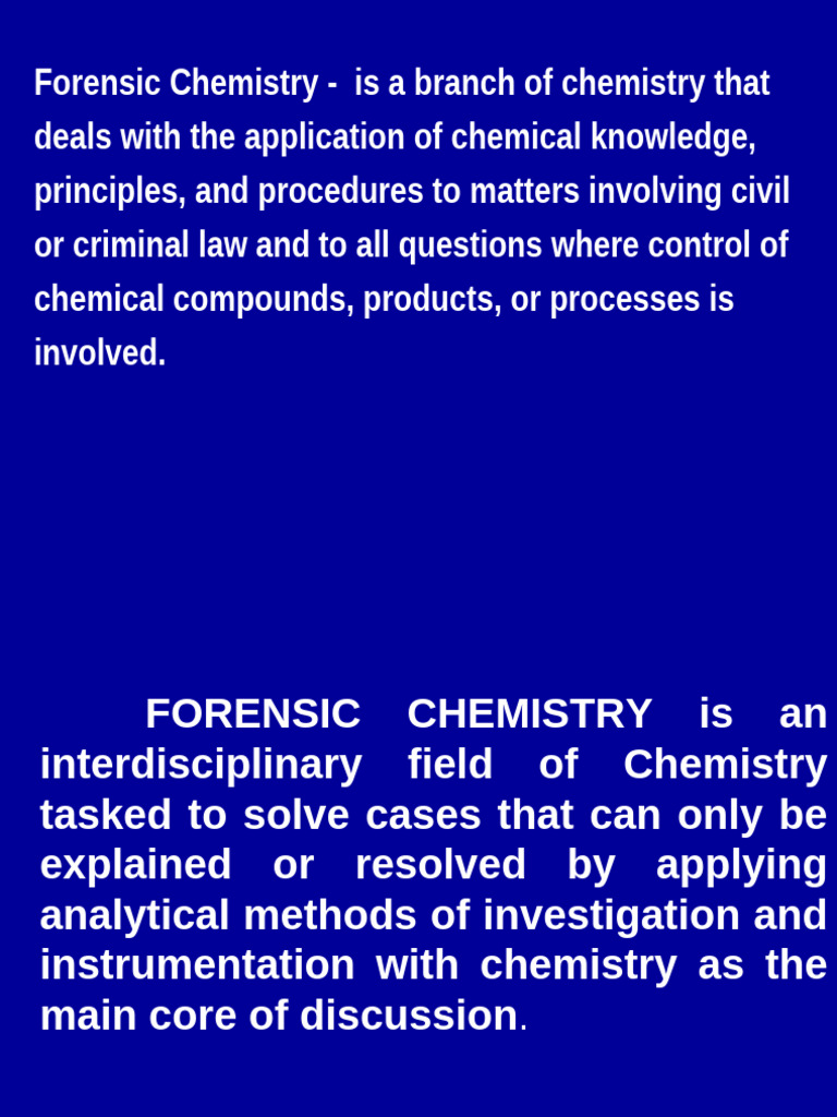 Forensic Chemistry Essentials | PDF | Crime Scene | Forensic Science
