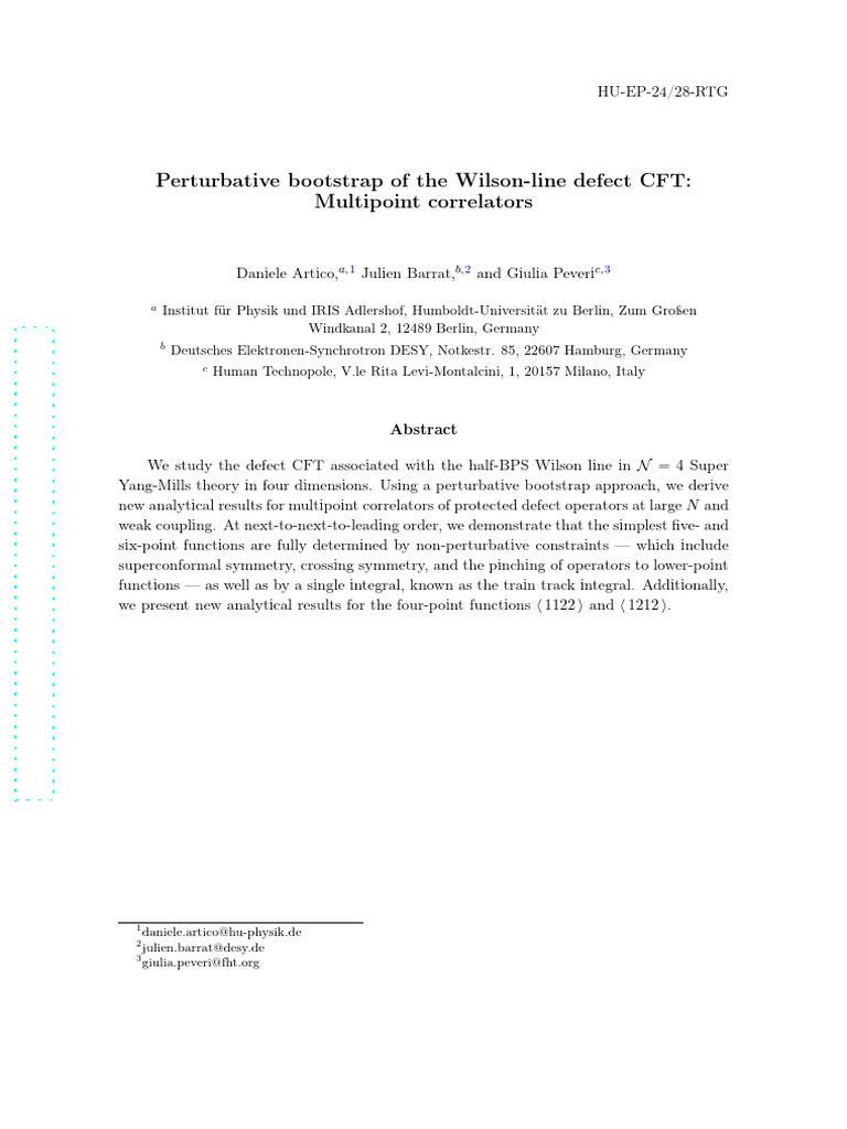 Perturbative Bootstrap of The Wilson-Line Defect CFT: Multipoint Correlators | PDF