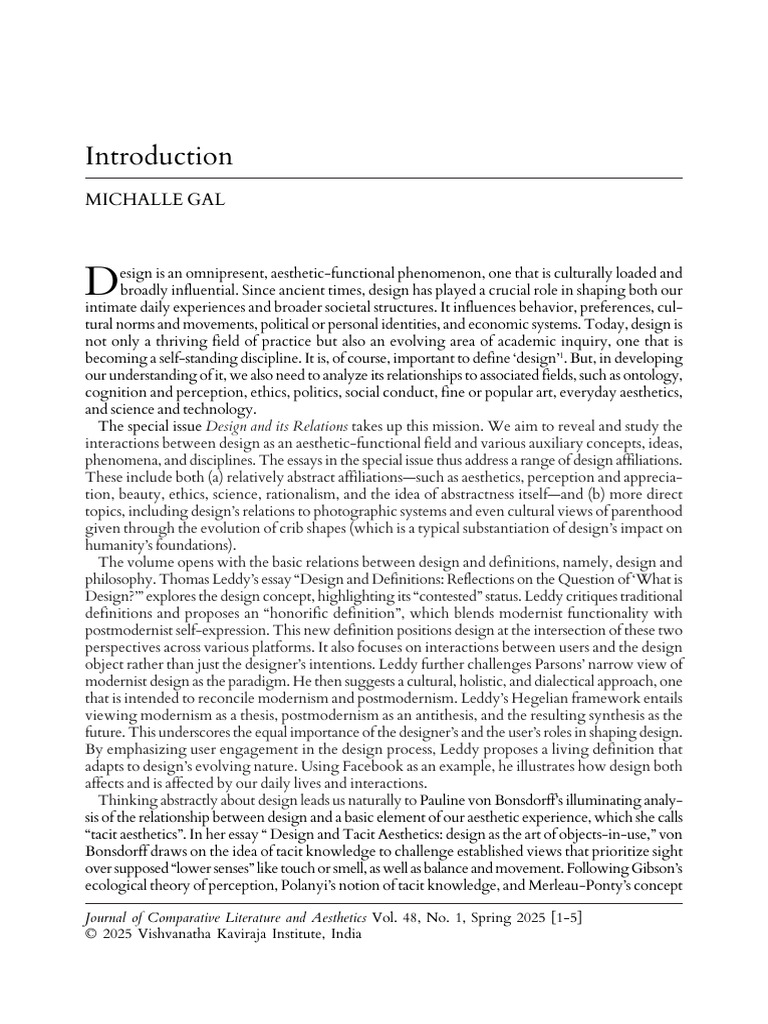 Michalle Gal - Introduction, Design and Its Relations, Journal of ...