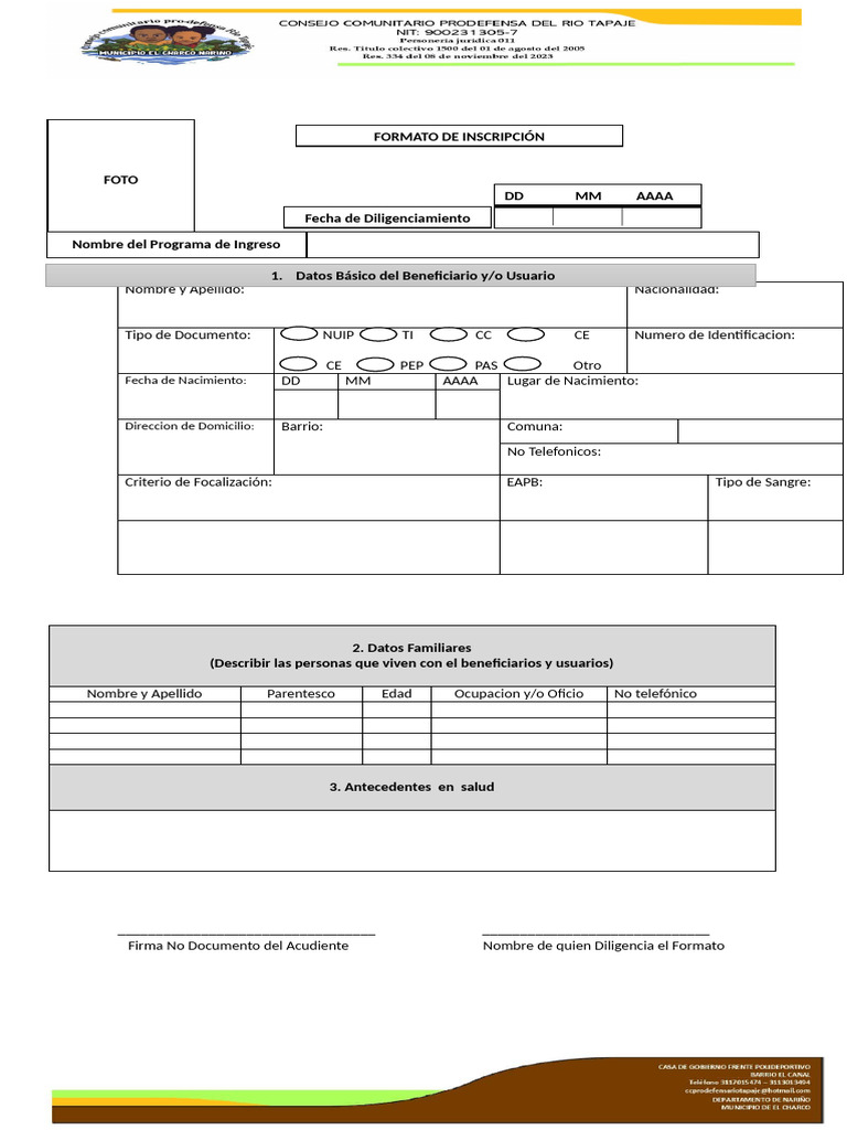 Formato de Inscripcion | PDF