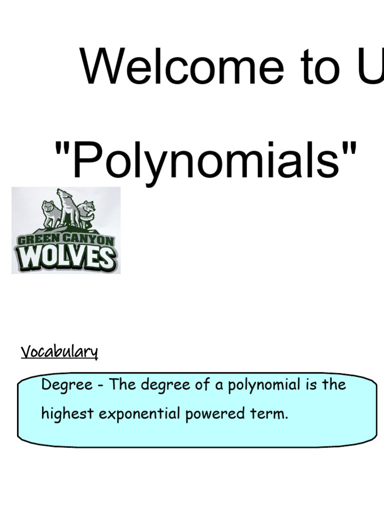 Day 1, Degree, +, - Polynomials Notes | PDF