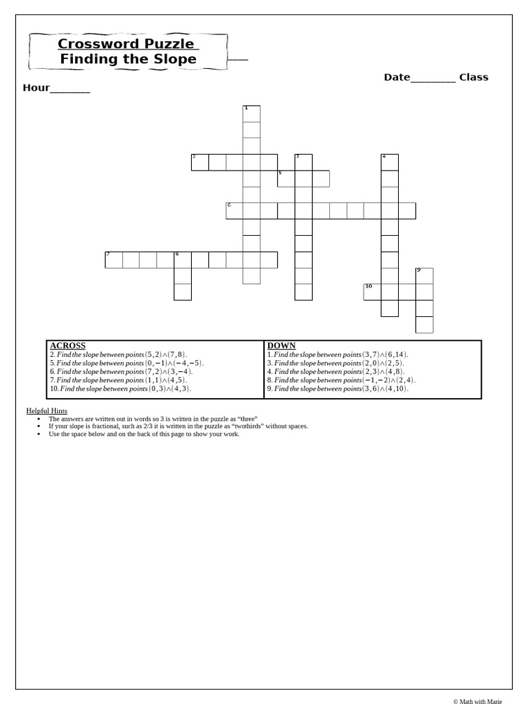 Slope Crossword Puzzle | PDF
