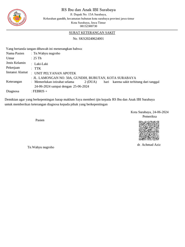 Surat Sakit Wahyu | PDF