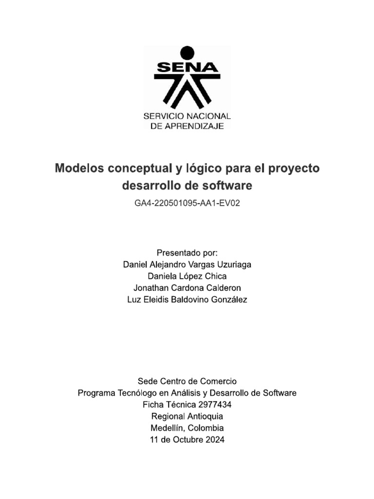 GA4-220501095-AA1-EV02 Modelos Conceptual y Lógico para El Proyecto Desarrollo de Software | PDF