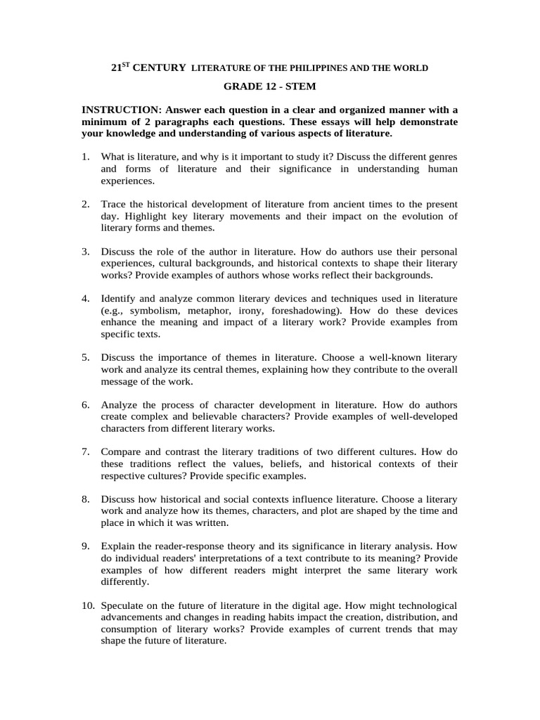 Grade 12. Activity | PDF