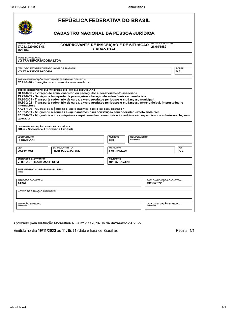 VIA VG TRANSPORTADORA CNPJ (1) | PDF
