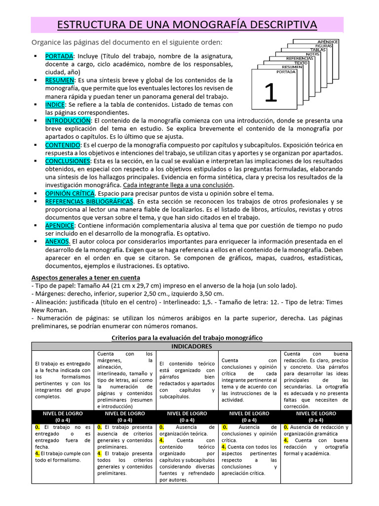 Estructura de Una Monografía Descriptiva | PDF