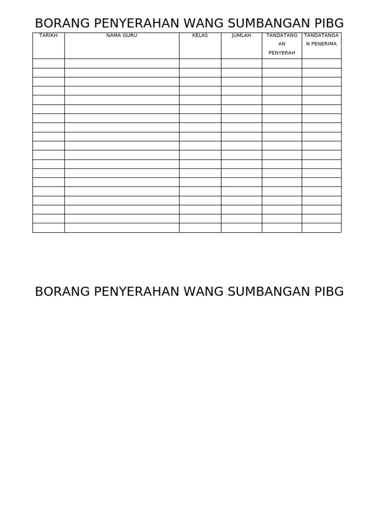 Borang Penyerahan Wang Pibg | PDF