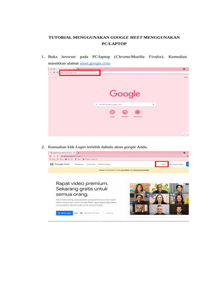 Tutorial Google Meet Menggunakan PC | PDF