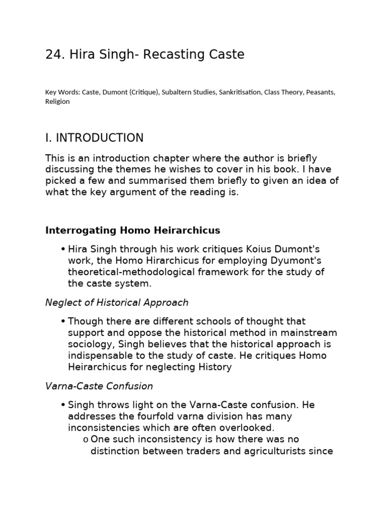 Hira Singh - Recasting Caste - Edited | PDF