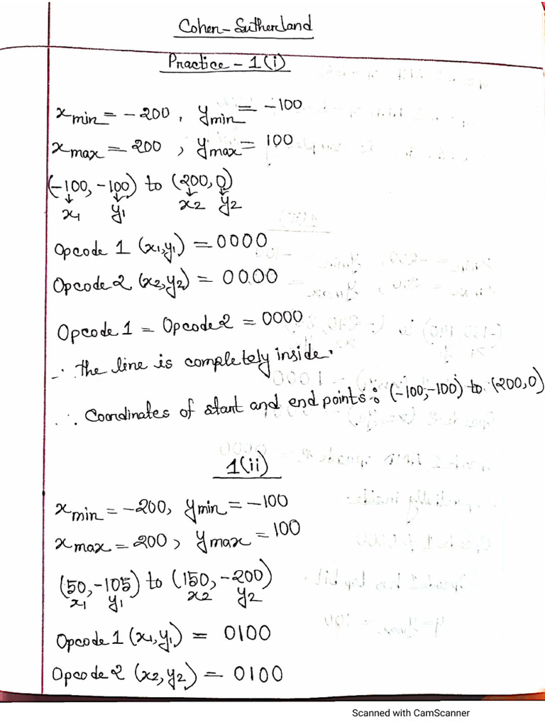 Cohen-Sutherland Practice Problem Solve | PDF
