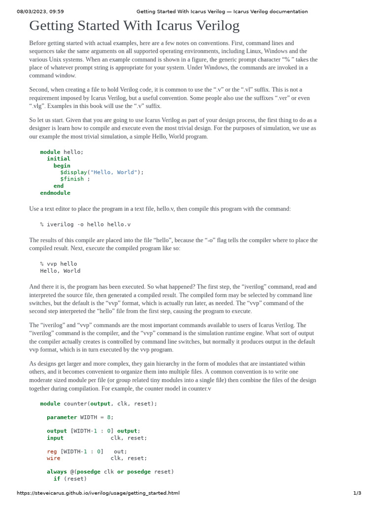 Getting Started With Icarus Verilog - Icarus Verilog Documentation | PDF Getting Started With Icarus Verilog - Icarus Verilog Documentation | PDF