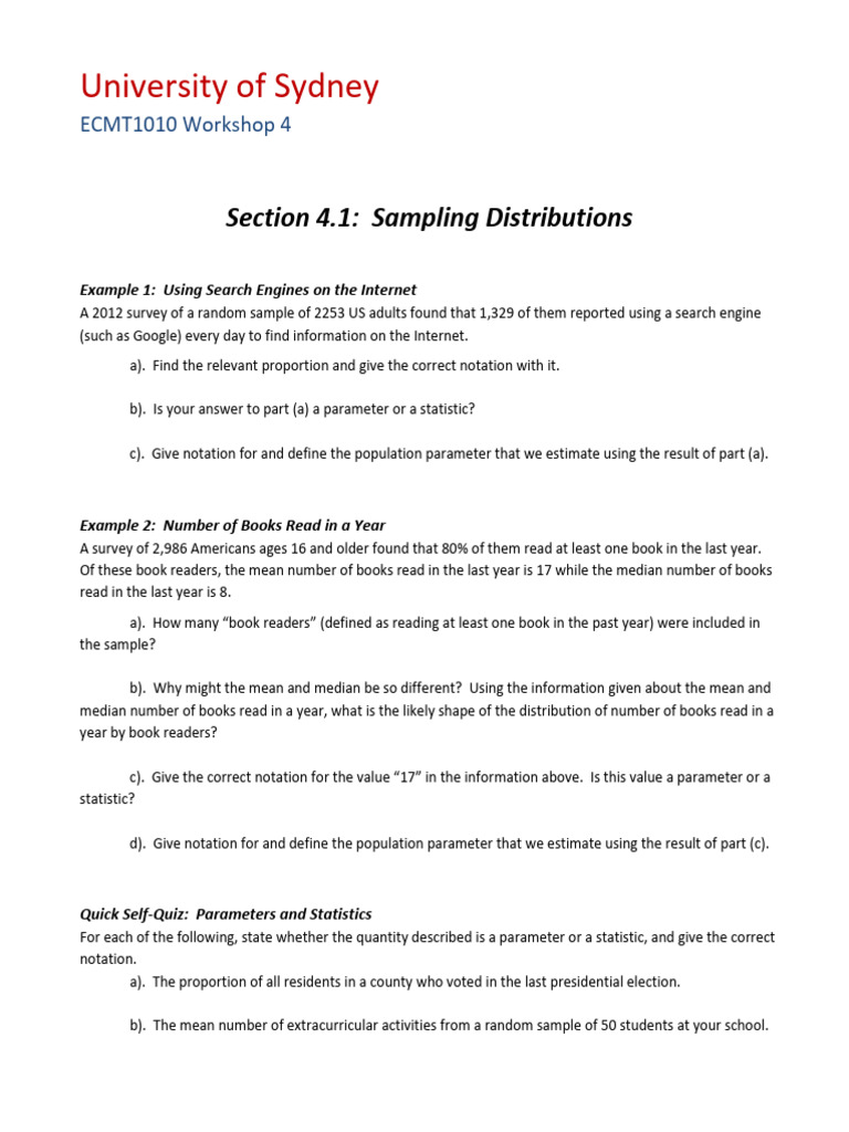 Workshop 4 intro to statistics | PDF