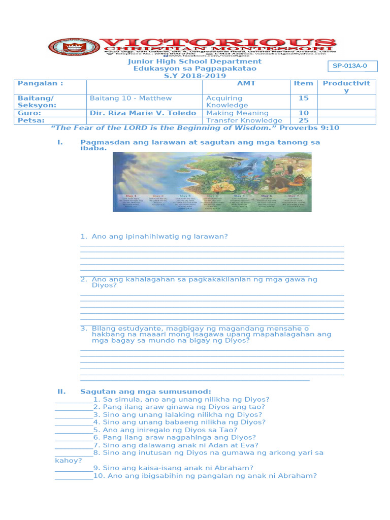 Gr10 1st Periodical Exam Esp | PDF