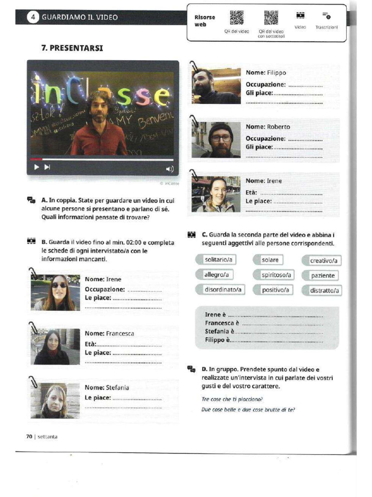 Gli Italiani Si Presentano - in Classe | PDF