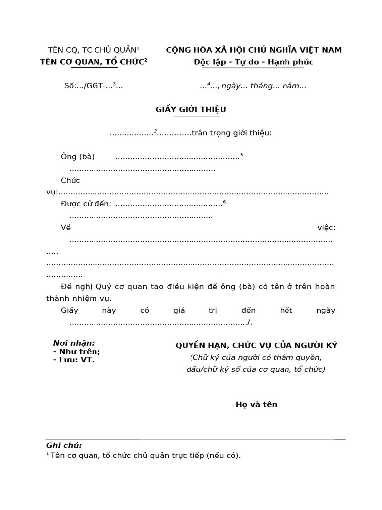 Giay Gioi Thieu | PDF