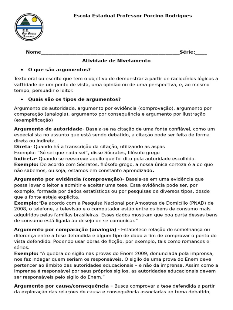 Atividade de Nivelamento 1 | PDF