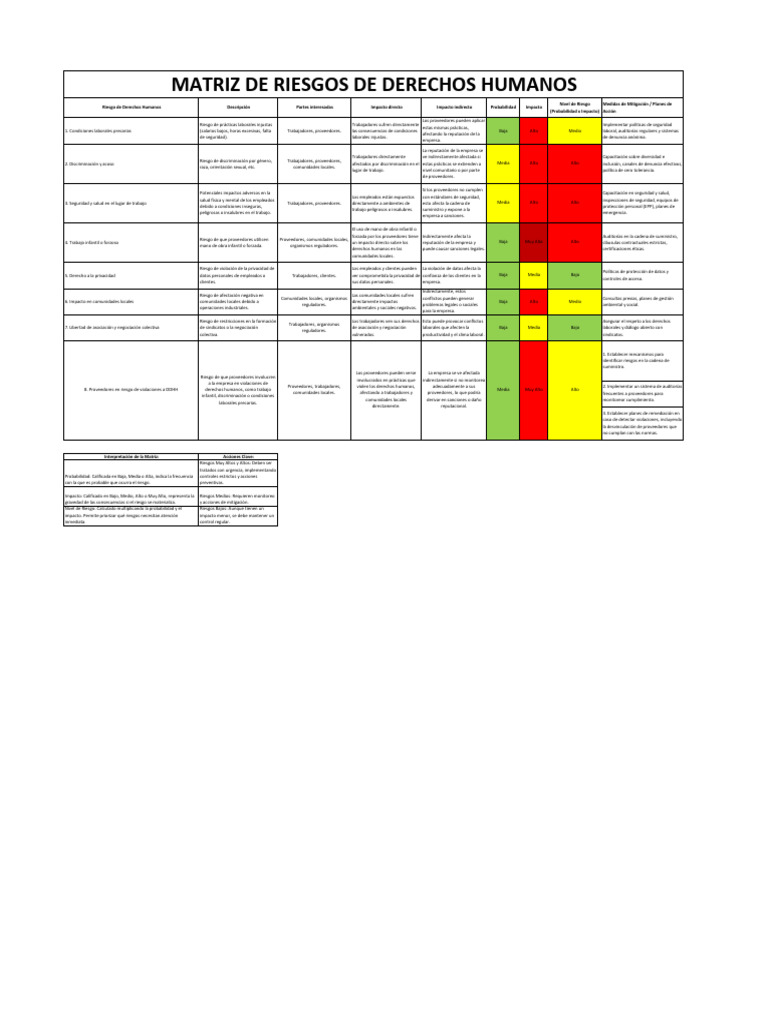 Matriz de riesgos de DDHH | PDF