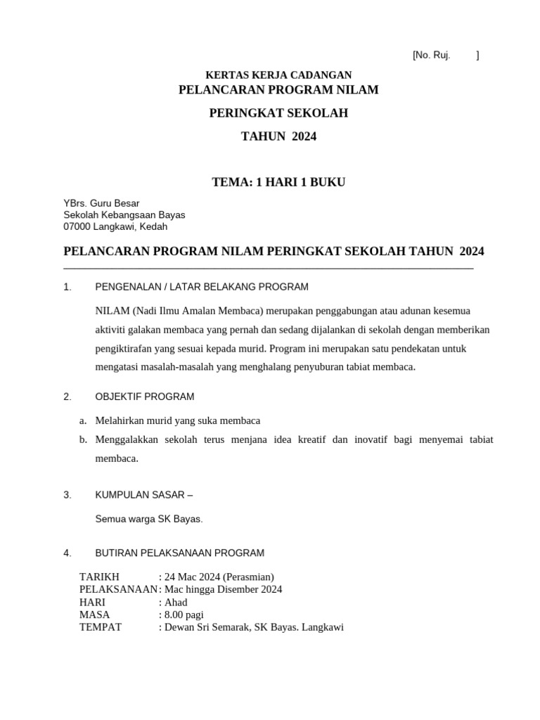 Kertas Kerja Program Nilam 2024 1 Pdf