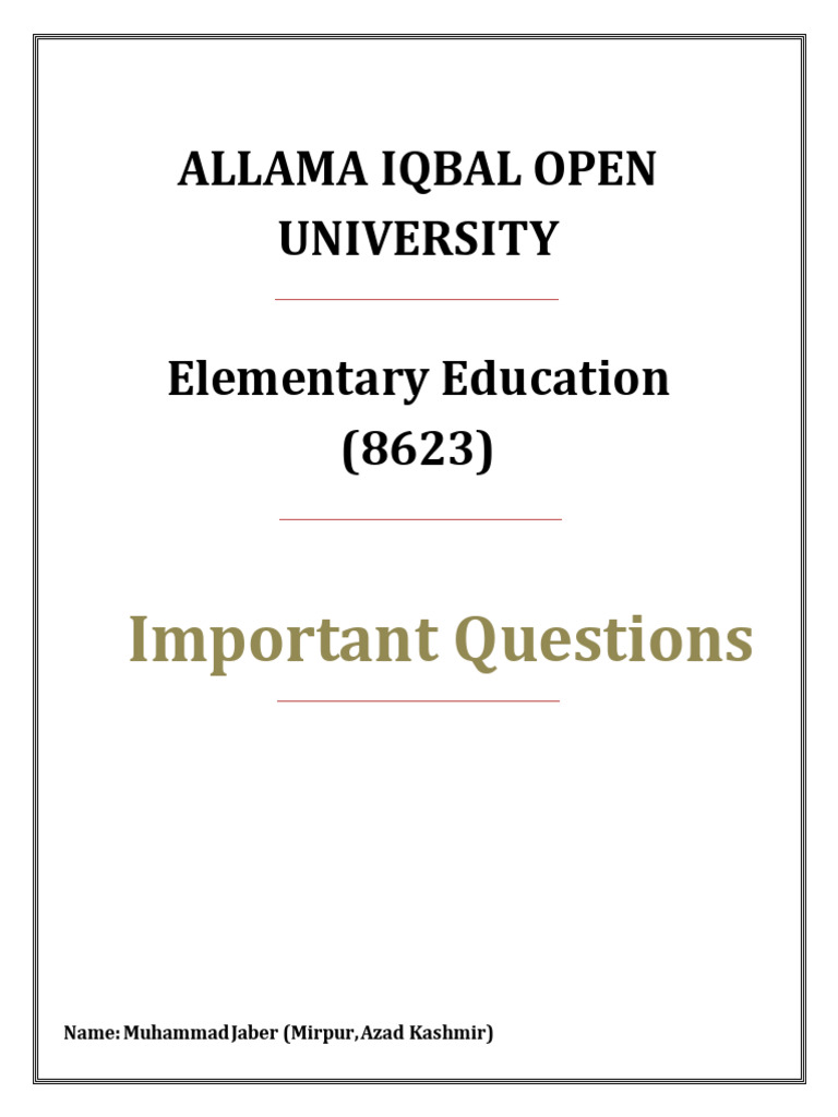 8623 Important Questions A23 | PDF