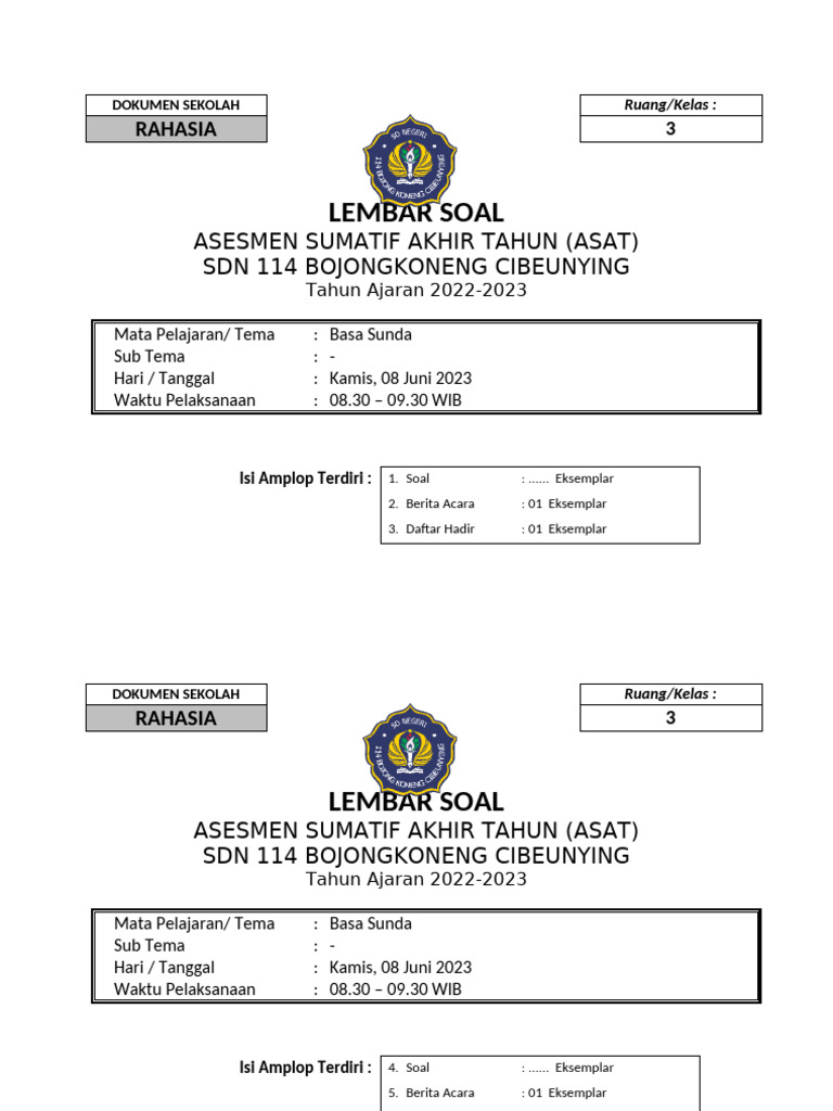 Kop Sampul Soal Basa Sunda | PDF