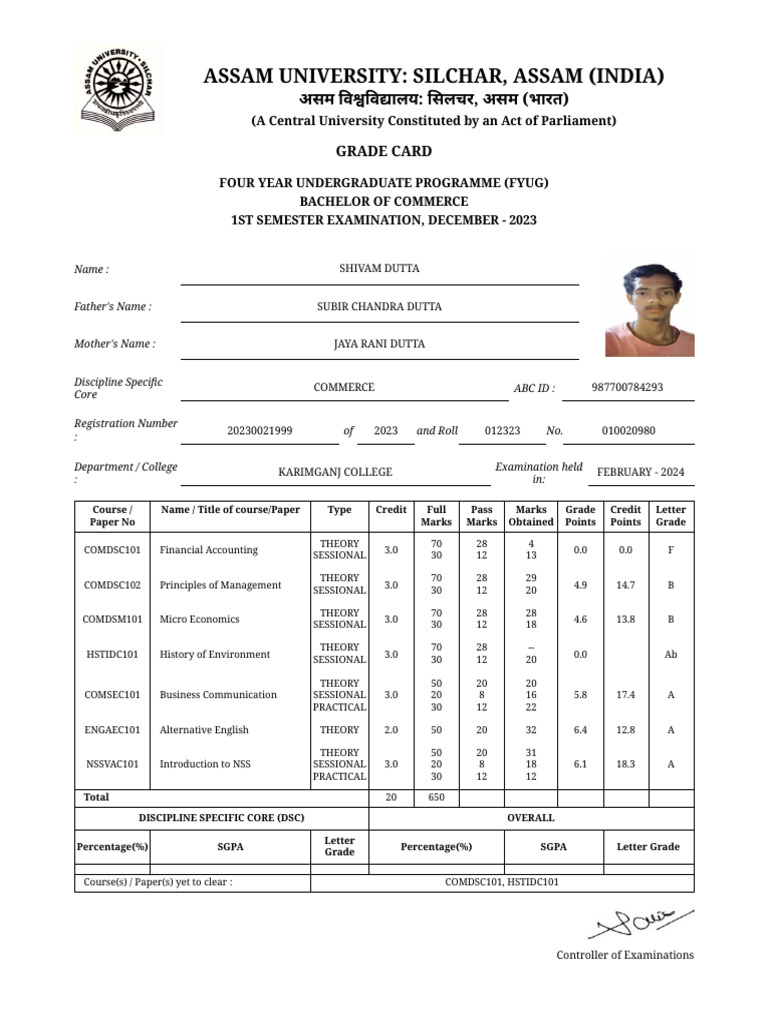 Assam University, Silchar | PDF