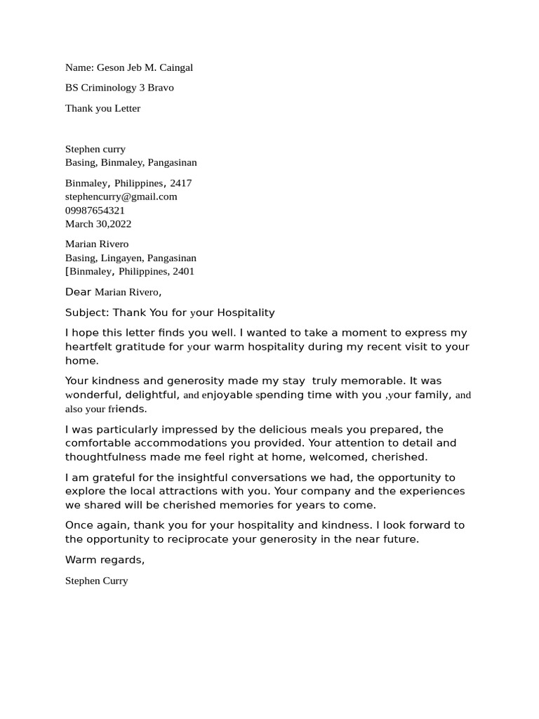 Thank You Letter | PDF
