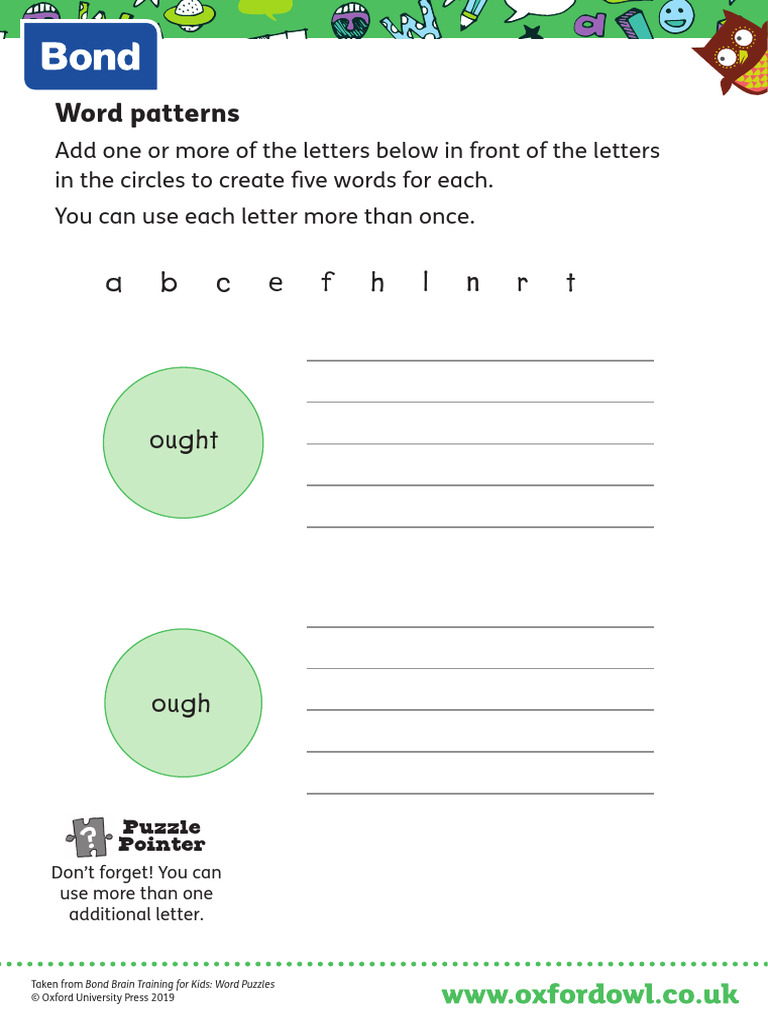 Bond WordPuzzles Intermediate WordPatterns | PDF