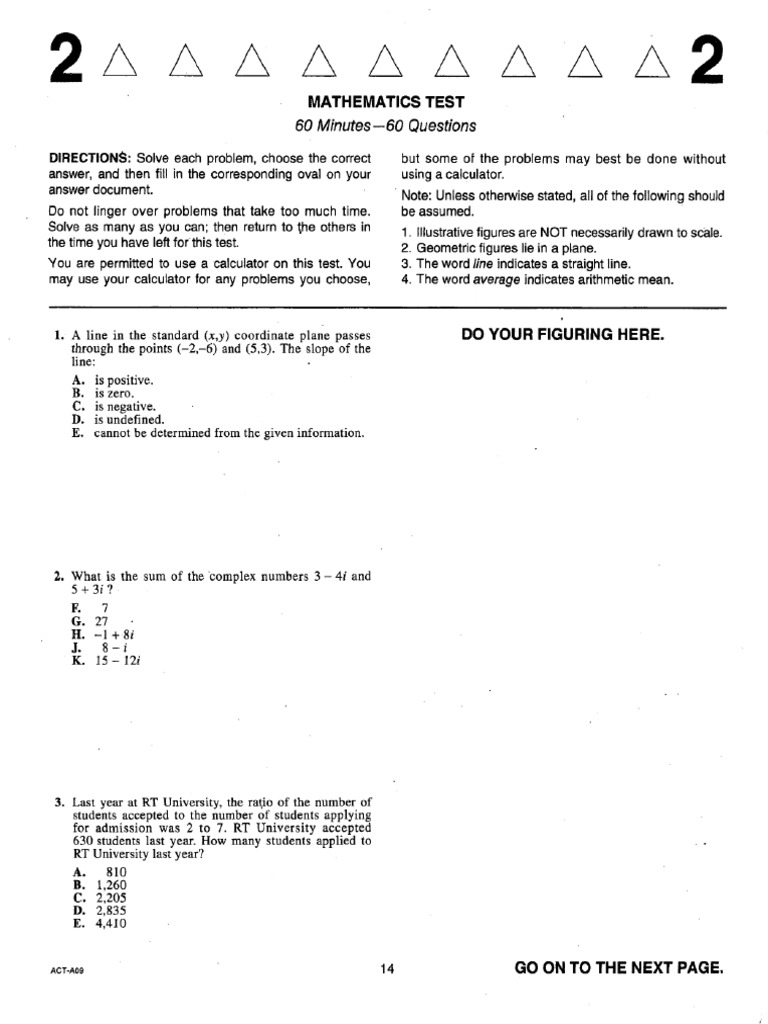 ACT - 2018 - A09 - Math | PDF