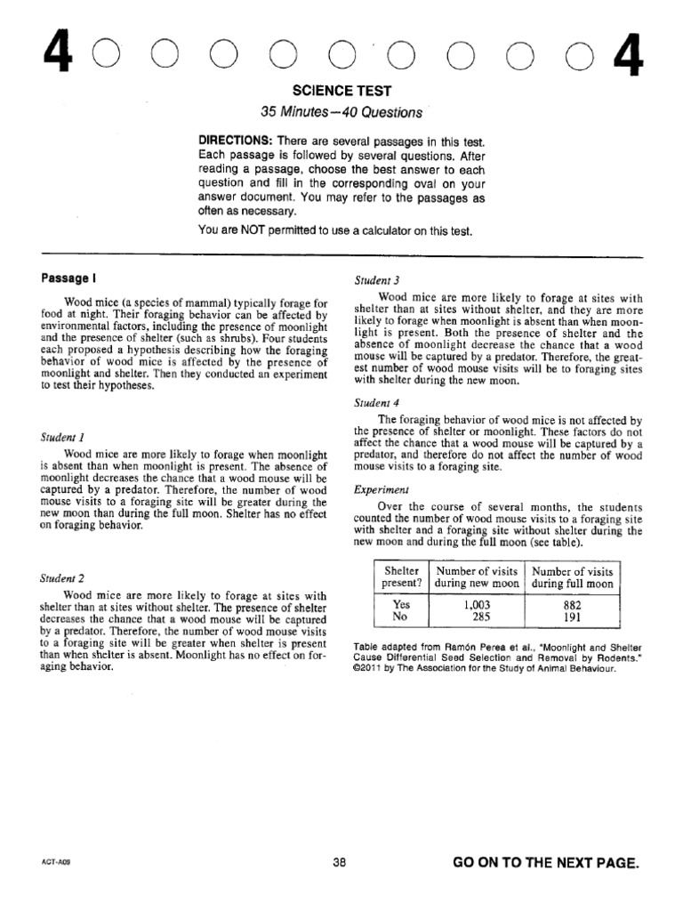 ACT - 2018 - A09 - Science | PDF