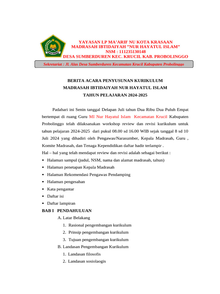 6 B. Berita Acara Review Dan Revisi Kurikulum | PDF