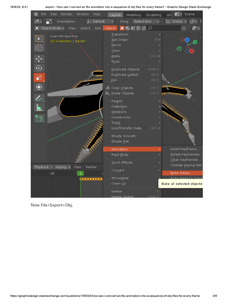 Export - How Can I Convert An FBX Animation Into A Sequance of Obj Files For Every Frame ...